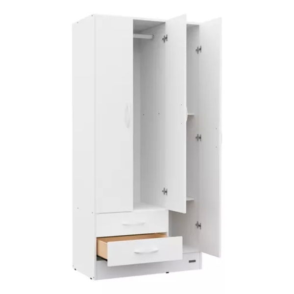 ROPERO 3 PUERTAS DOS CAJONES COD 23 MOSCONI BLANCO – El mundo del mueble