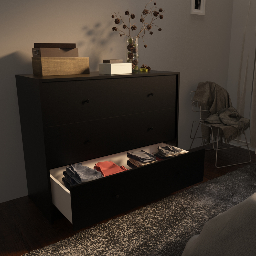 COMODA 3 CAJONES NEGRA CM102 CENTROESTANT – El mundo del mueble