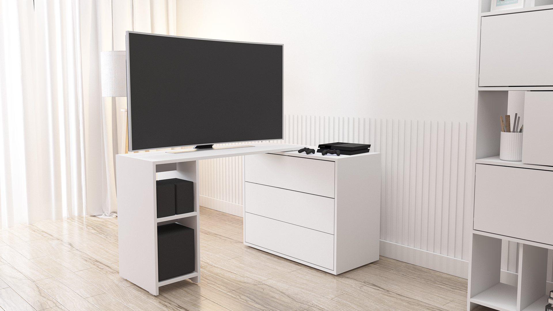 MESA RACK GIRATORIA PARA TV CON CAJONES 5012 BLANCO CORSA – El mundo ...