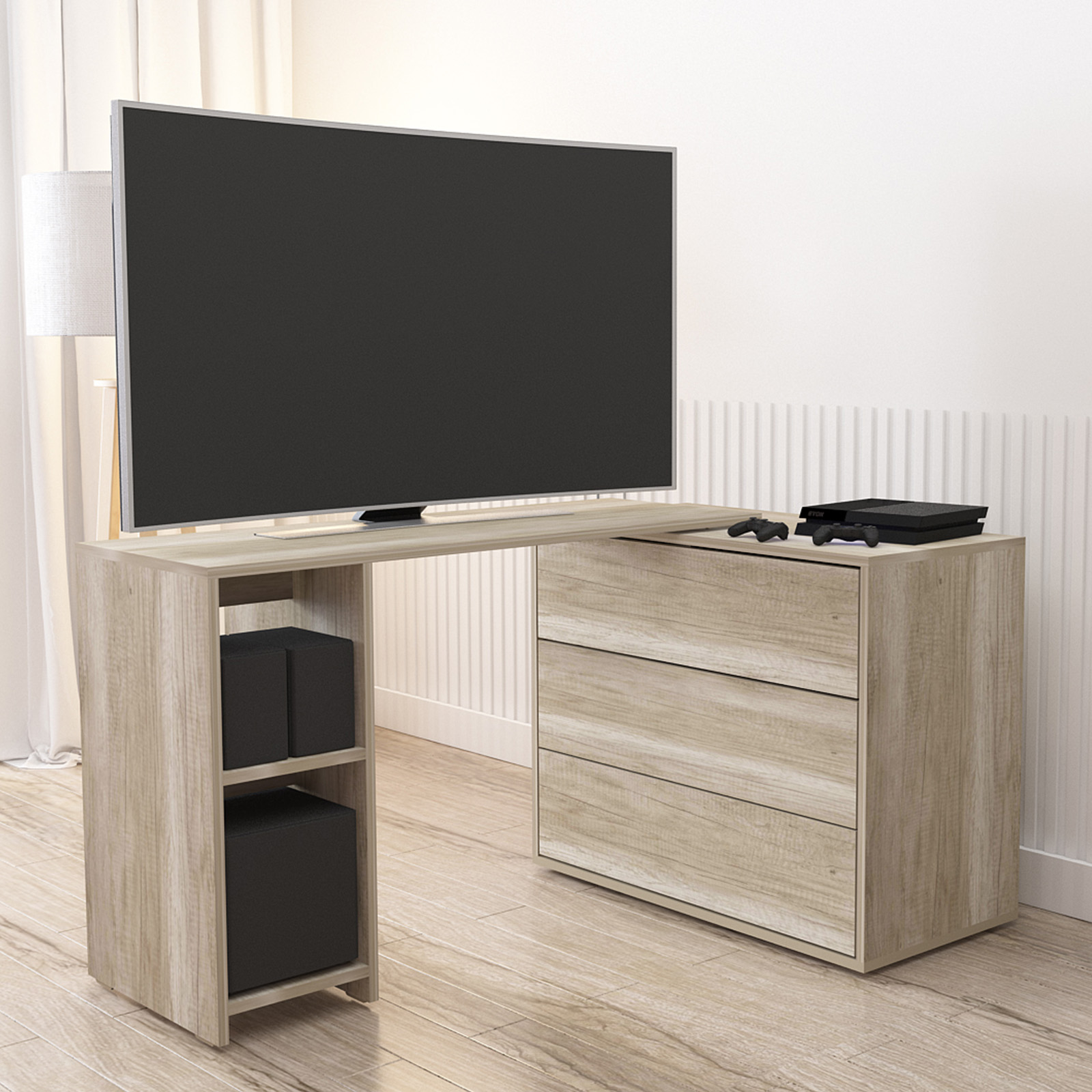 MESA RACK GIRATORIA PARA TV CON CAJONES 5012 CORSA – El mundo del mueble