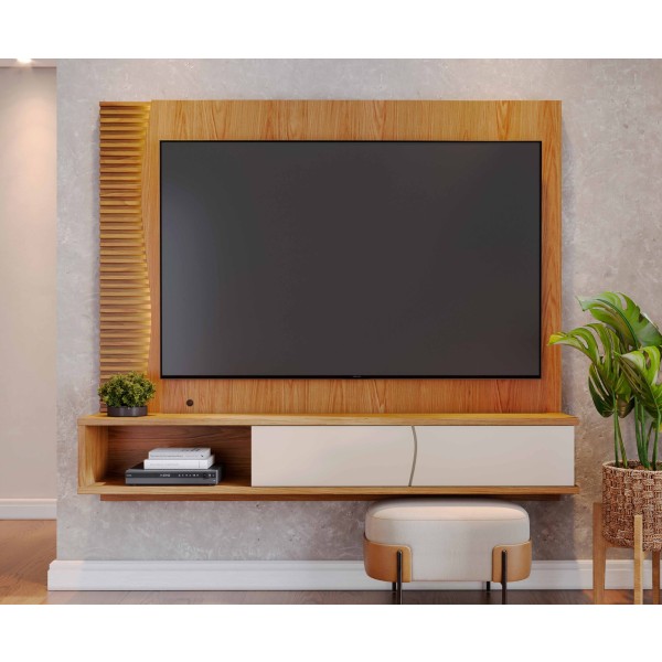 RACK FLOTANTE EGEU 65″ C/LUZ FREIJO/OFFWHITE – El mundo del mueble