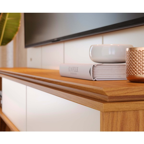 RACK FLOTANTE LOA 75″ C/LUZ LED OFFWHITE/FREIJO – El mundo del mueble