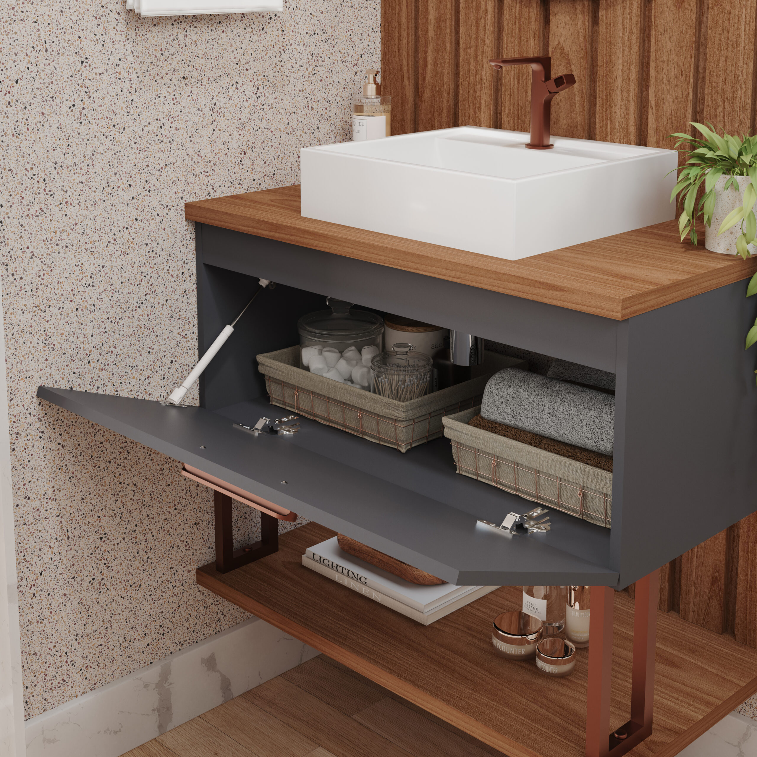 VANITORY CON BACHA ITACARE 80 CM TITANIUM – El mundo del mueble